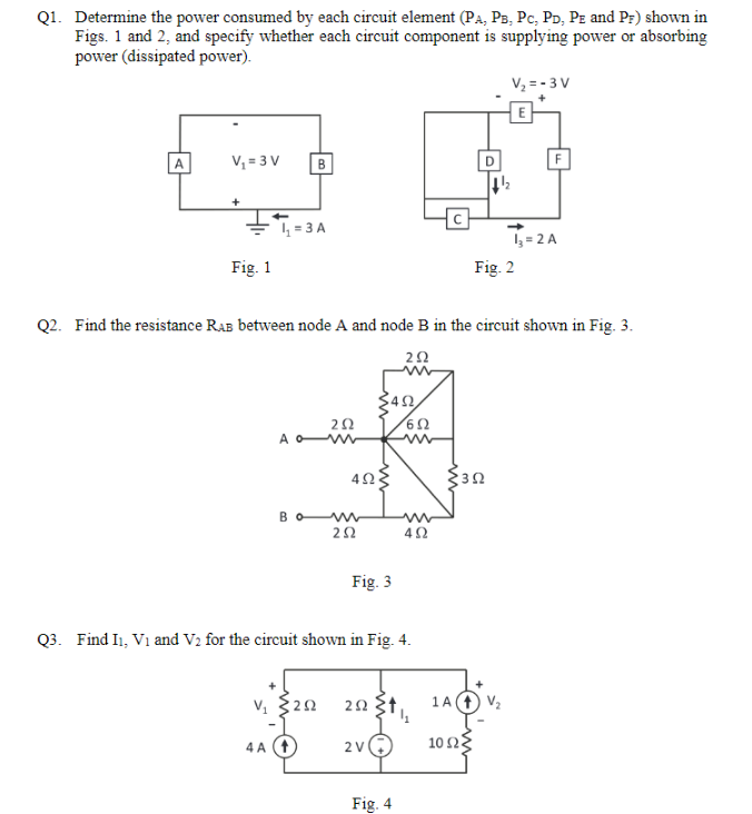 Solved Q1. Determine the power consumed by each circuit | Chegg.com