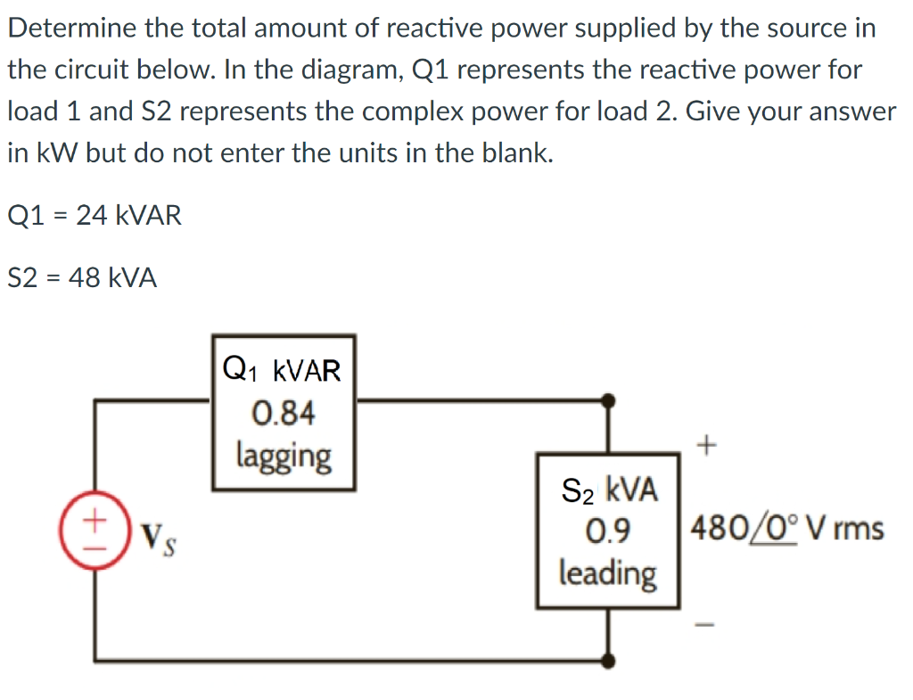Solved Determine the total amount of reactive power supplied | Chegg.com