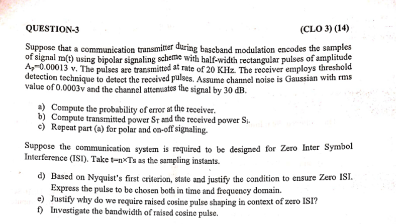 Solved QUESTION-3(CLO 3)(14)Suppose that a communication | Chegg.com