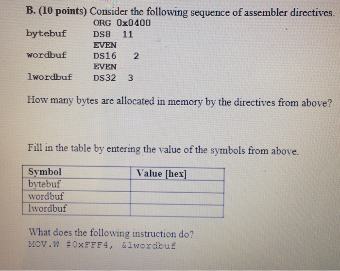 Solved Consider the following sequence of assembler | Chegg.com