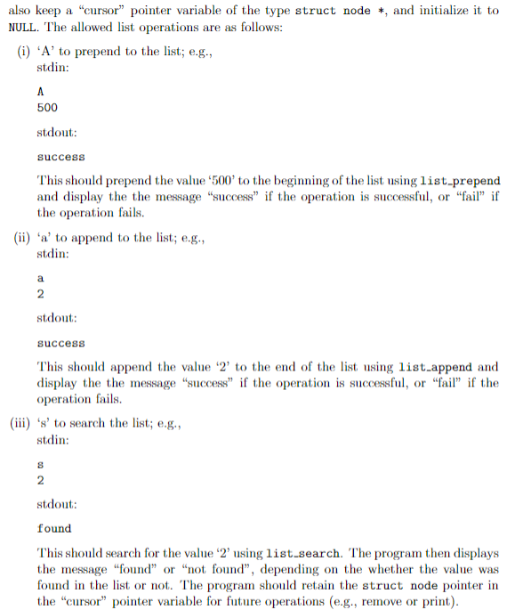 Solved (iv) ' r ' to remove the node at the cursor; e.g., | Chegg.com