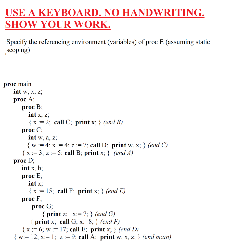 Solved USE A KEYBOARD. NO HANDWRITING. SHOW YOUR WORK. | Chegg.com
