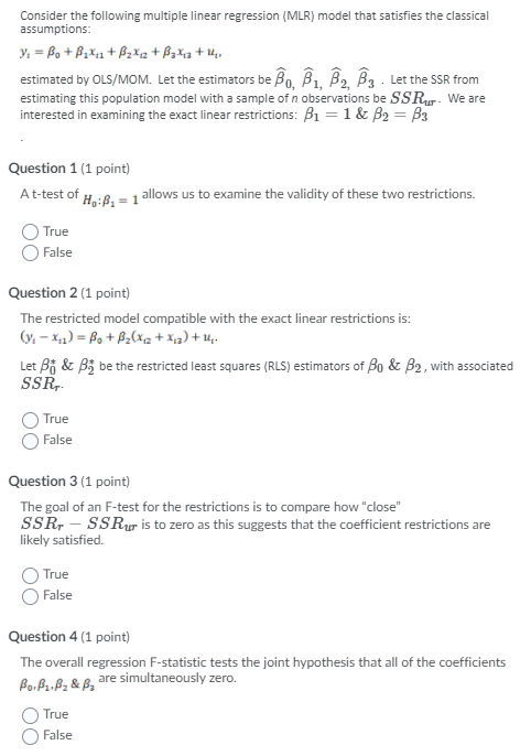 Solved Consider the following multiple linear regression | Chegg.com
