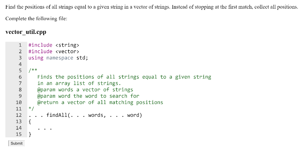 Solved Find the positions of all strings equal to a given | Chegg.com