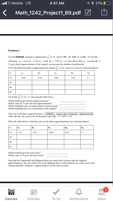 l T-Mobile LTE 4:41 AM Math-1242-Project1-89.pdf 团 也 | Chegg.com