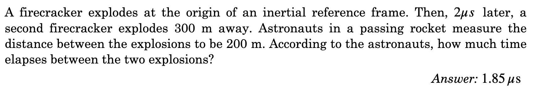 Solved A firecracker explodes at the origin of an inertial | Chegg.com