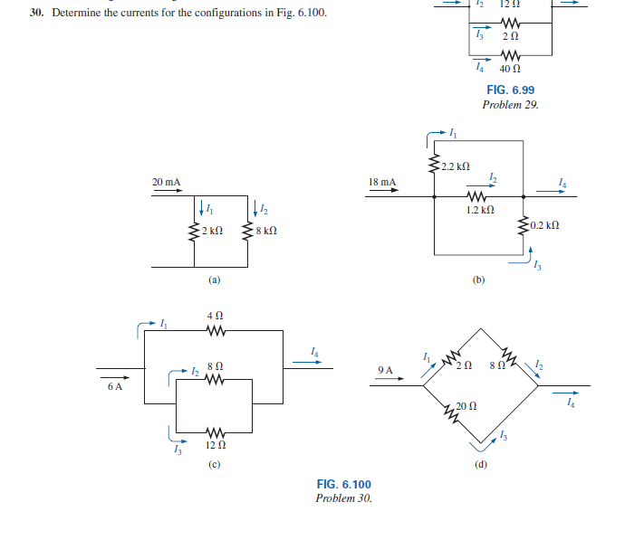 Solved 11 1212 30. Determine the currents for the | Chegg.com