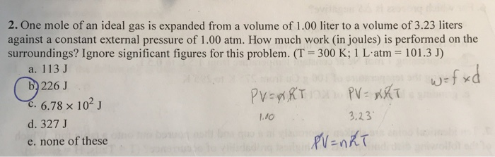 Solved 2. One mole of an ideal gas is expanded from a volume | Chegg.com