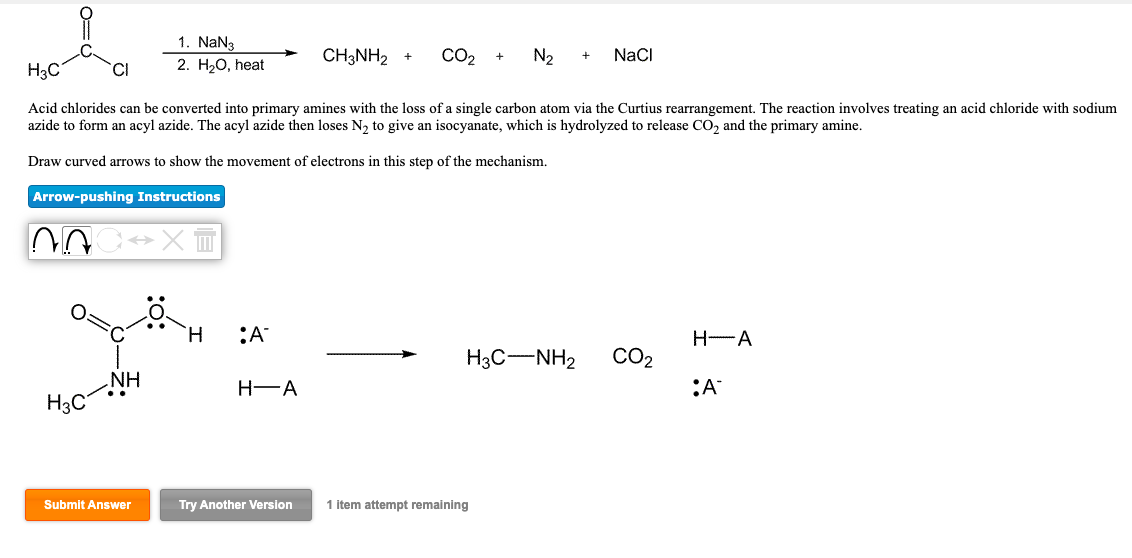 Solved 1. NaN3 CI2. H2O, heat CH3NH2 + CO2 + N2 + NaCl HC | Chegg.com