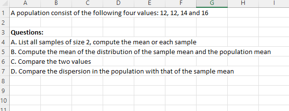 Solved A population consist of the following four values: | Chegg.com
