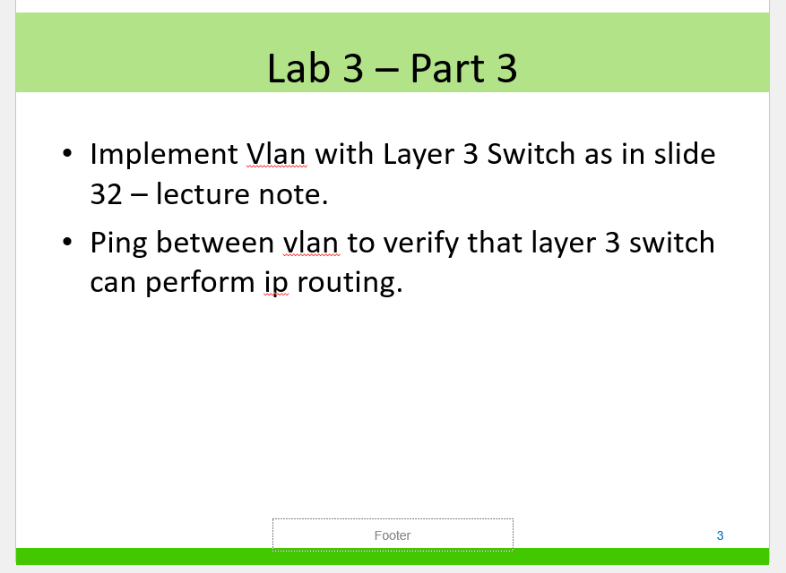 Solved Lab 3 Part 3 Implement Vlan with Layer 3 Switch as | Chegg.com