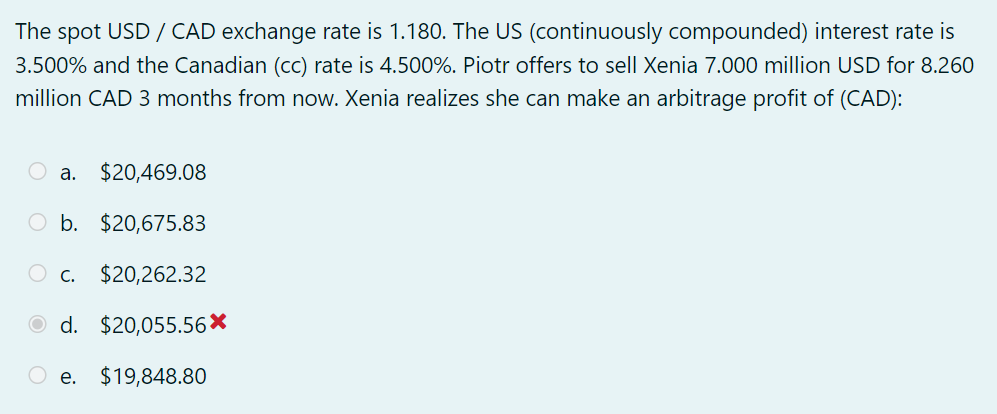 The spot USD / CAD exchange rate is 1.180. The US | Chegg.com