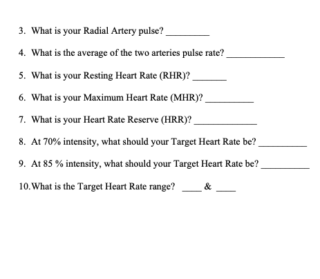 Solved Karvonen Equation Formula THR= [ (MHR-RHR) x % | Chegg.com