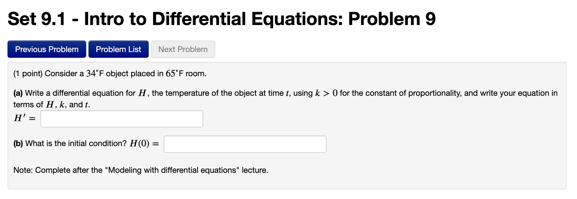 Solved Set 9.1 - Intro to Differential Equations: Problem 9 | Chegg.com