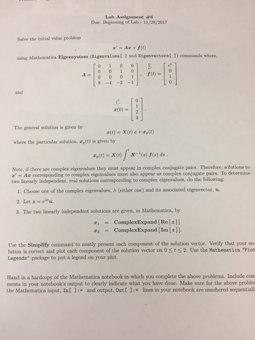 Solved Lab Assignment #6 Due: Beginning of Lab - 11/28/2017 | Chegg.com
