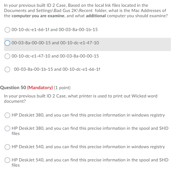 Solved In your previous built ID 2 Case, Based on the local | Chegg.com