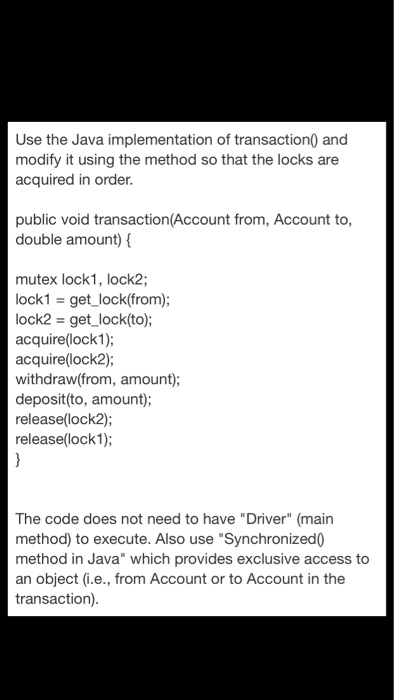 Use the Java implementation of transaction and modify | Chegg.com