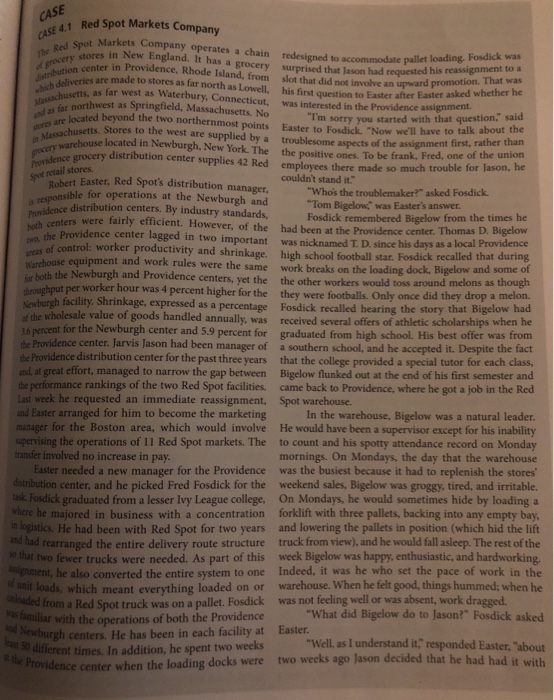 Solved CASE 1 Red Spot Markets Company arkets Company | Chegg.com