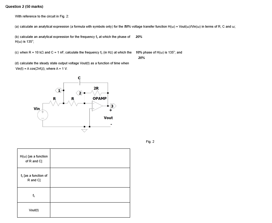 Solved Question 2 (50 ﻿marks)With reference to ﻿the circuit | Chegg.com