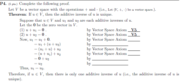 Solved P4. (s pta) Complete the following proof. Let V be a | Chegg.com