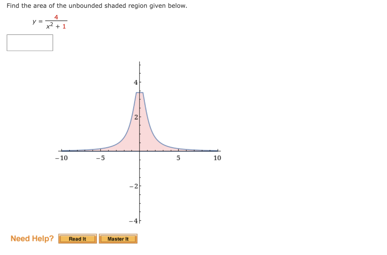 Solved Find the area of the unbounded shaded region given | Chegg.com