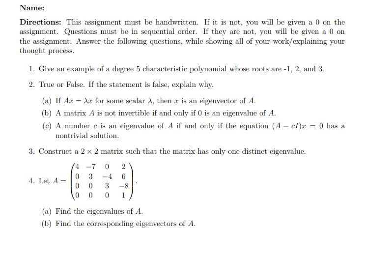 Solved Name:Directions: This assignment must be | Chegg.com