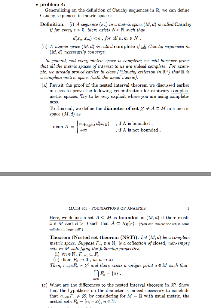 Solved » problem 4: Generalizing on the definition of Cauchy | Chegg.com