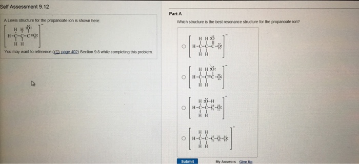 Solved A Lewis structure for the propionate ion is shown | Chegg.com
