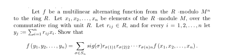 Solved Let f be a multilinear alternating function from the | Chegg.com