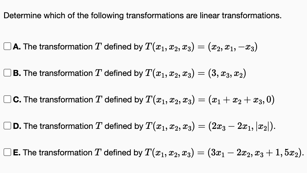 Solved Determine which of the following transformations are | Chegg.com