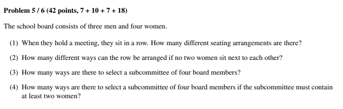Solved Problem 5/6 (42 points, 7 + 10 + 7 + 18) The school | Chegg.com