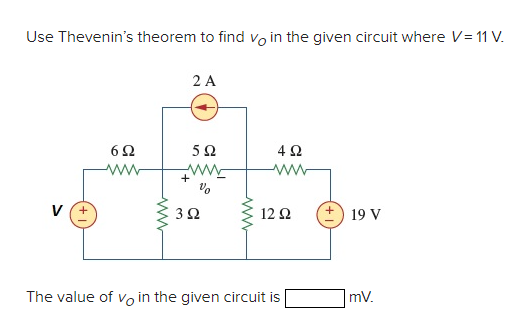 Solved Use Thevenin's theorem to find vO in the given | Chegg.com