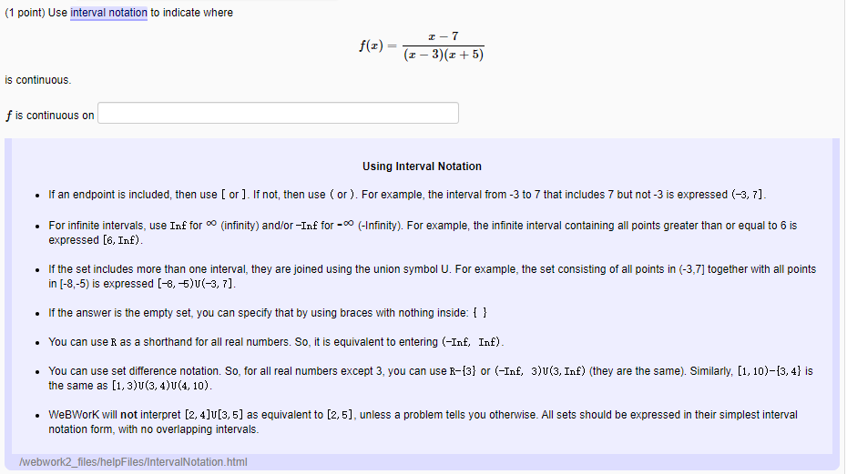 Solved (1 point) Use interval notation to indicate where | Chegg.com