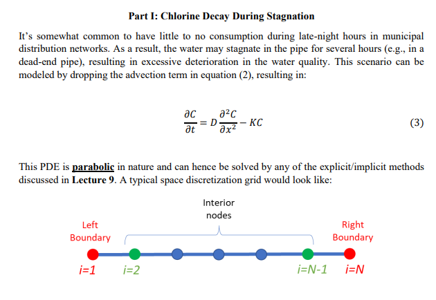Part I: Chlorine Decay During Stagnation It's | Chegg.com