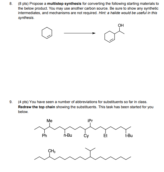 Solved 8. (8 pts) Propose a multistep synthesis for | Chegg.com