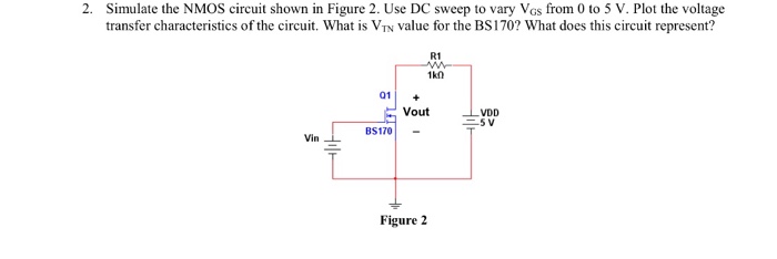 Solved Simulate the NMOS circuit shown in Figure 2. Use DC | Chegg.com
