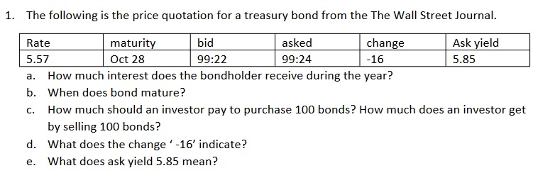 Solved The following is the price quotation for a treasury | Chegg.com