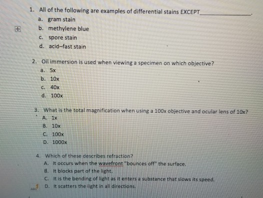 Solved 1. All of the following are examples of differential | Chegg.com