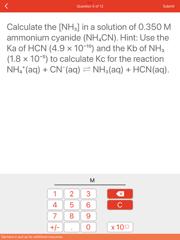 Solved Calculate the [NH3] in a solution of 0.350M ammonium | Chegg.com