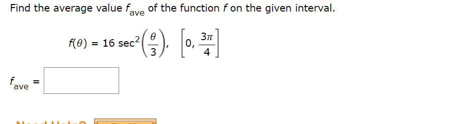 Solved Find the average value fave of the function f on the | Chegg.com