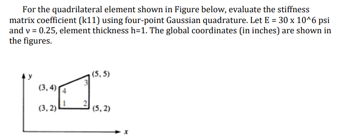 Solved For the quadrilateral element shown in Figure below, | Chegg.com
