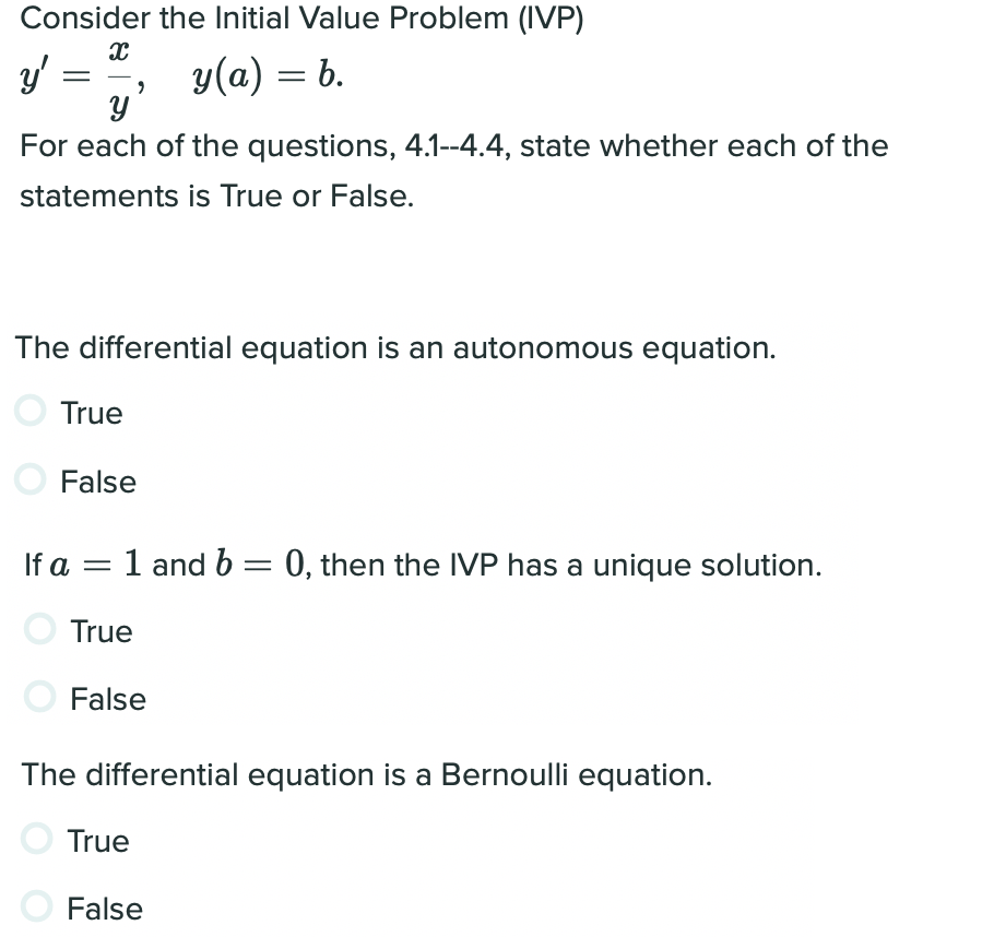 Solved Consider the Initial Value Problem (IVP) ′x y= , | Chegg.com