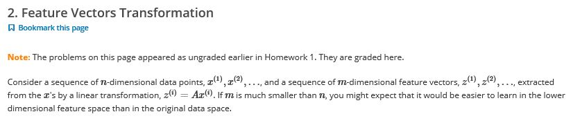 2. Feature Vectors Transformation Bookmark this page | Chegg.com