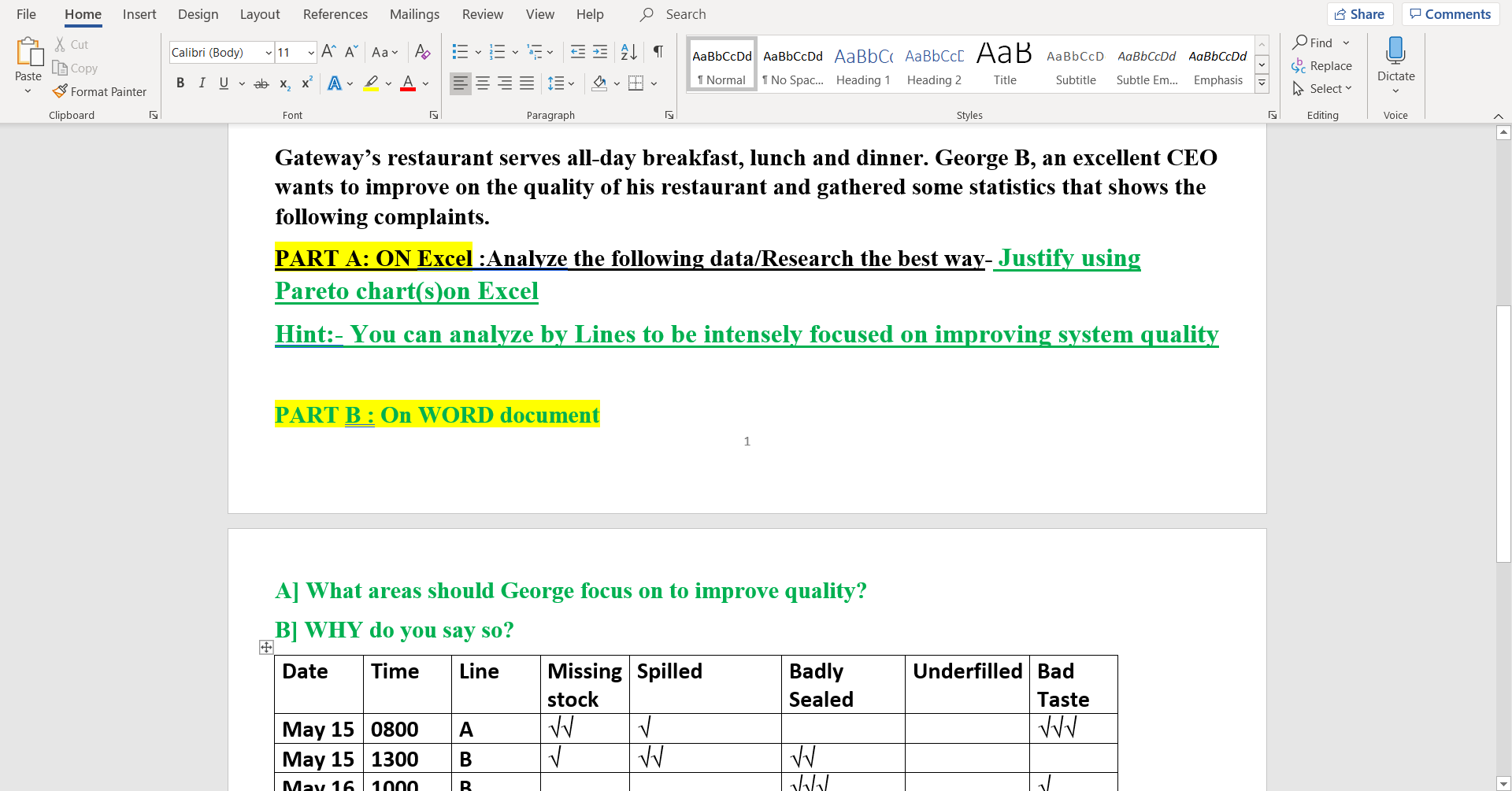 Solved File Home Insert Design Layout References Mailings | Chegg.com