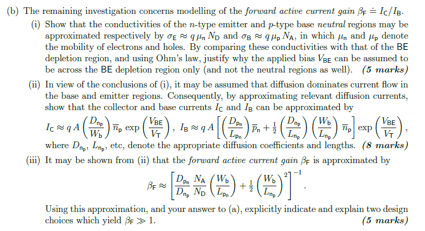 Solved (25 marks) Question 3 An idealized NPN bipolar | Chegg.com