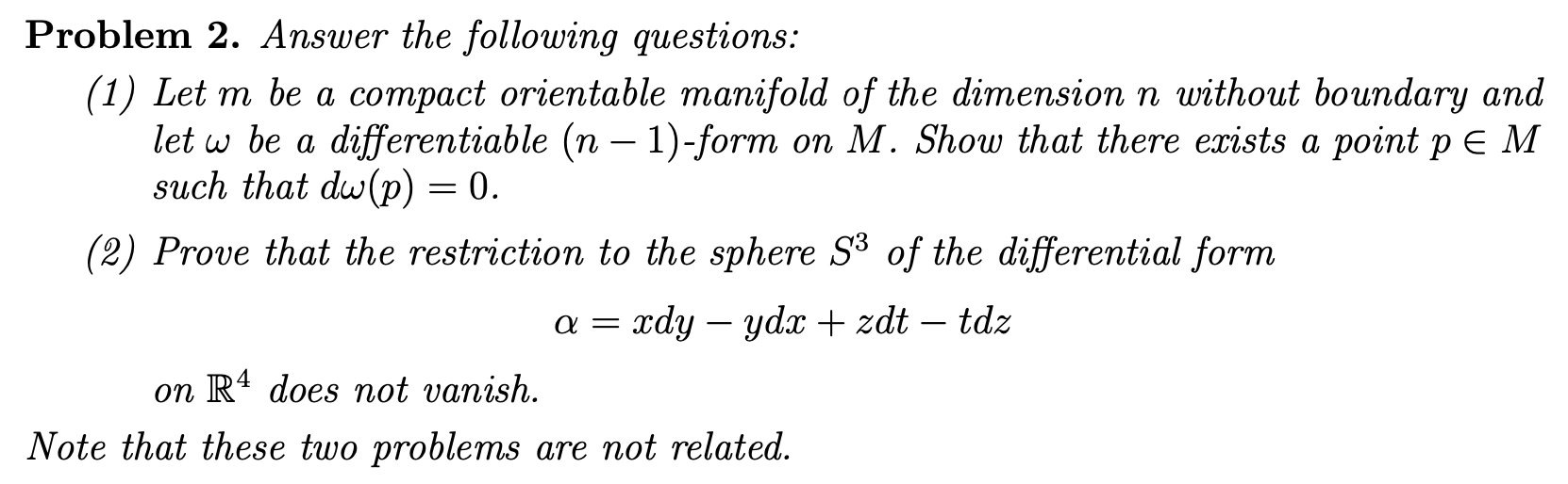 Problem 2. ﻿Answer the following questions:(1) ﻿Let | Chegg.com