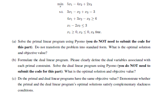 Solved pyomo part can be skipped, any way to show by hand? | Chegg.com