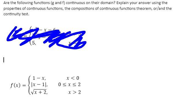 Solved Are the following functions ( g and f ) continuous on | Chegg.com