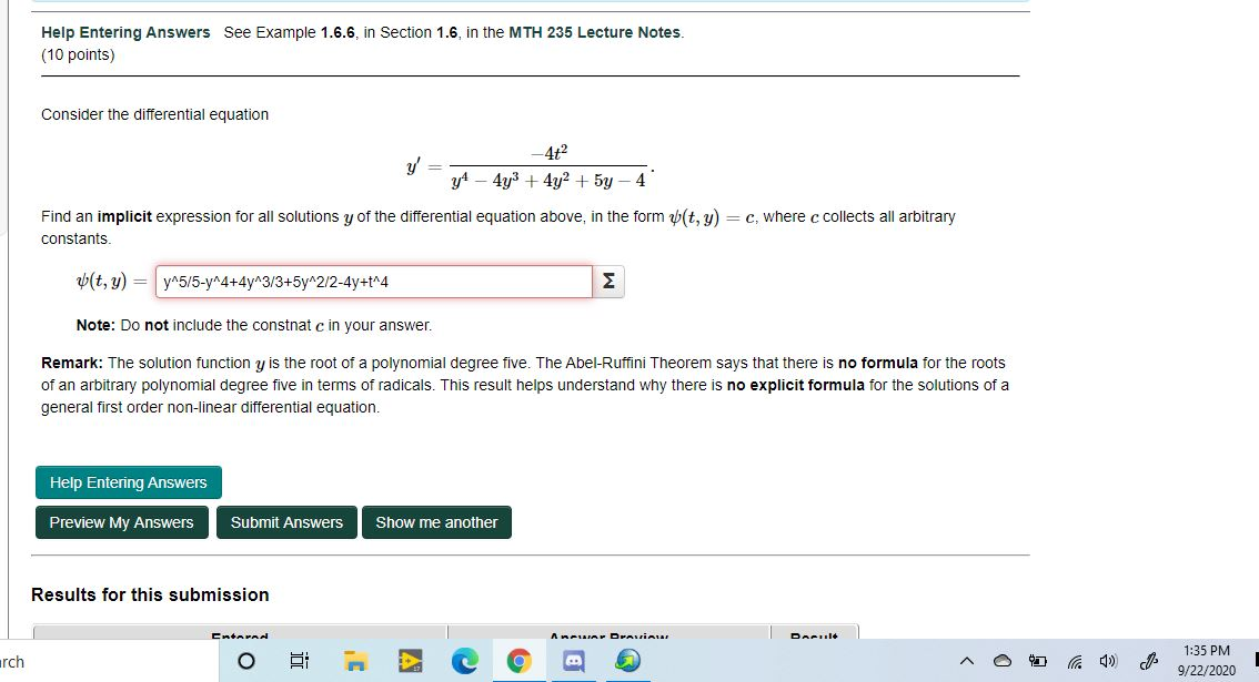 Solved Help Entering Answers See Example 1.6.6. in Section | Chegg.com