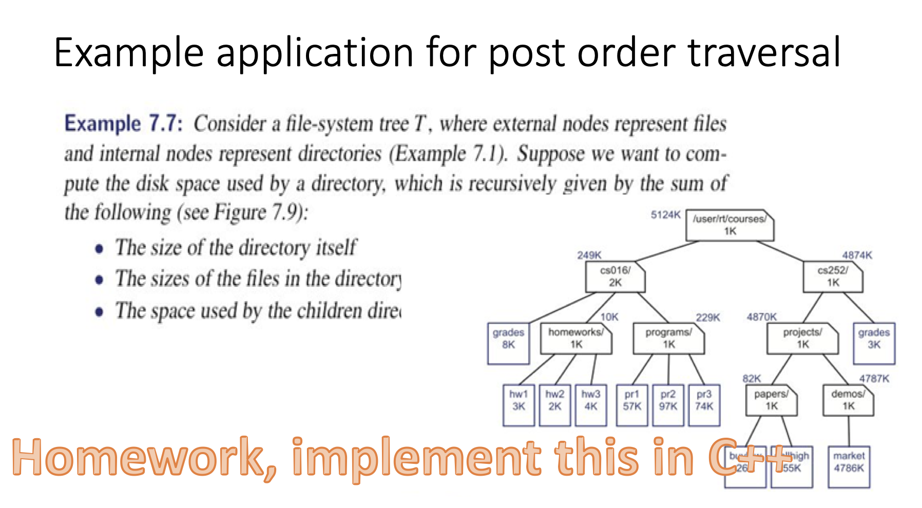 Solved 1. Implement post order tree-traversal to compute the | Chegg.com